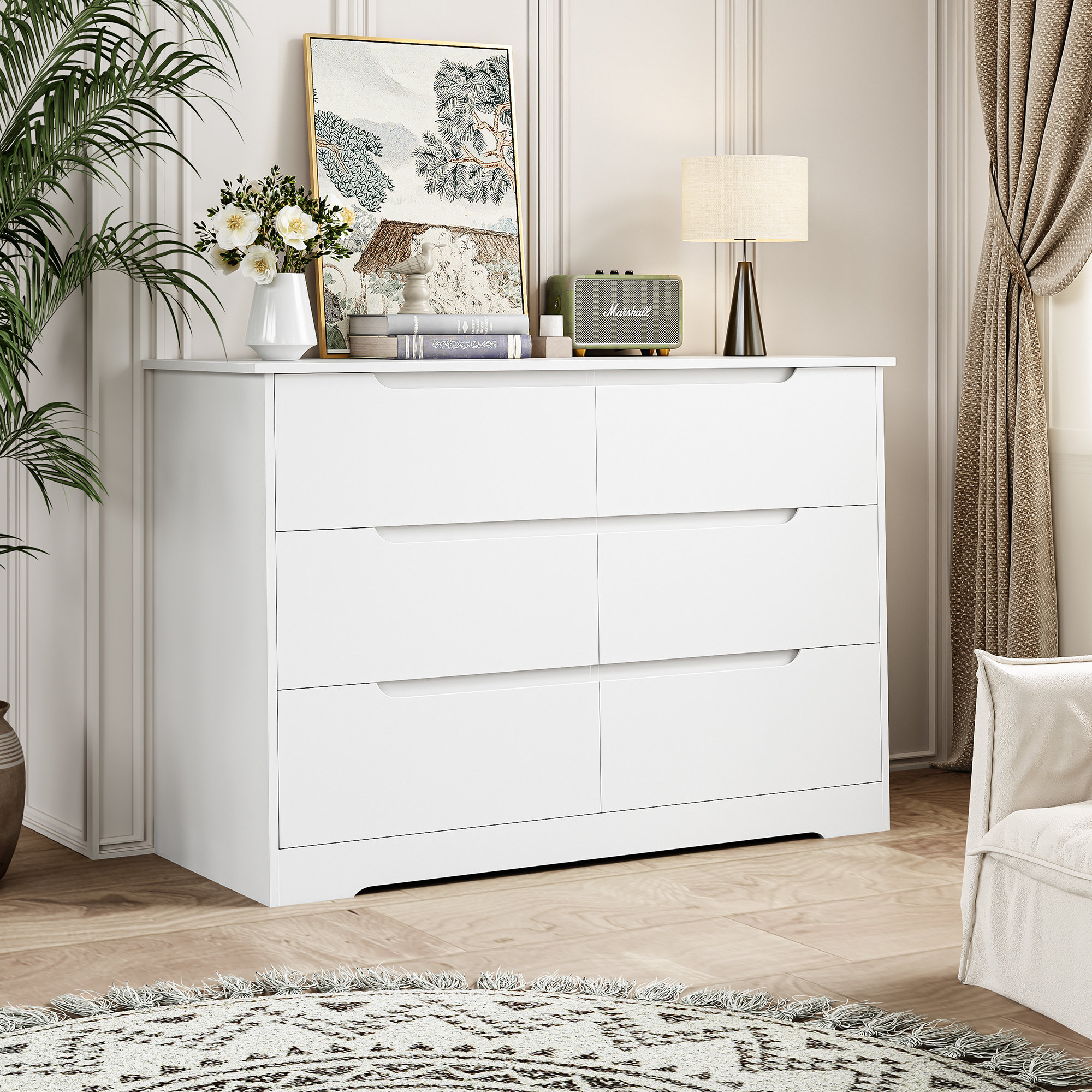 Ebern Designs 6 Drawers 47.2" W Double Dresser & Reviews | Wayfair